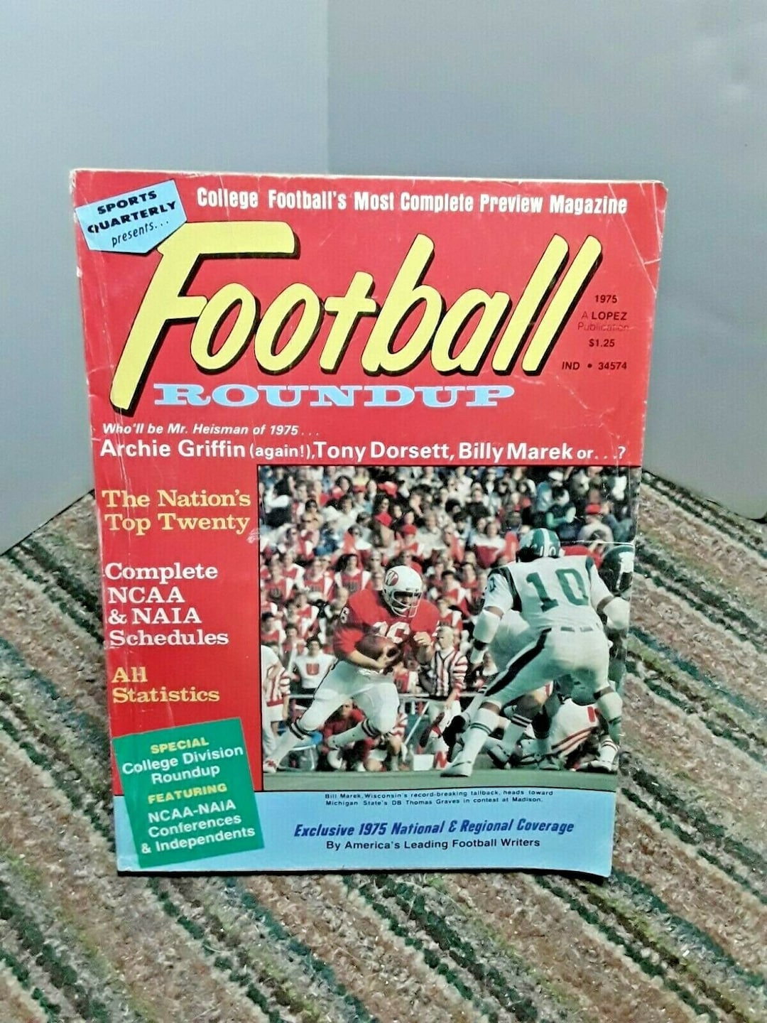 Football Roundup 1975 Magazine Bill Marek Wisconsin Badgers on Cover ...