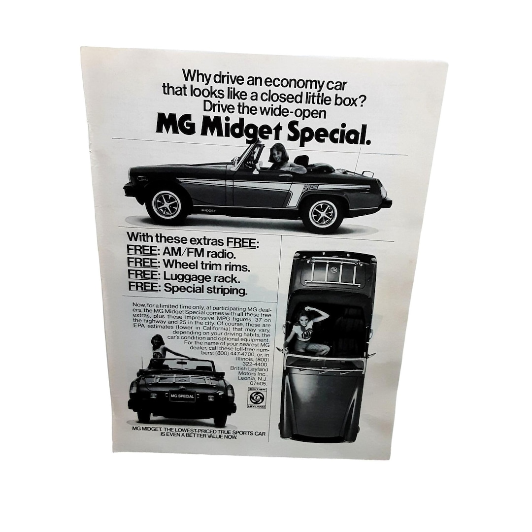 1976 MG Midget Special Car With Woman Original Print Ad Vintage 70s - Etsy