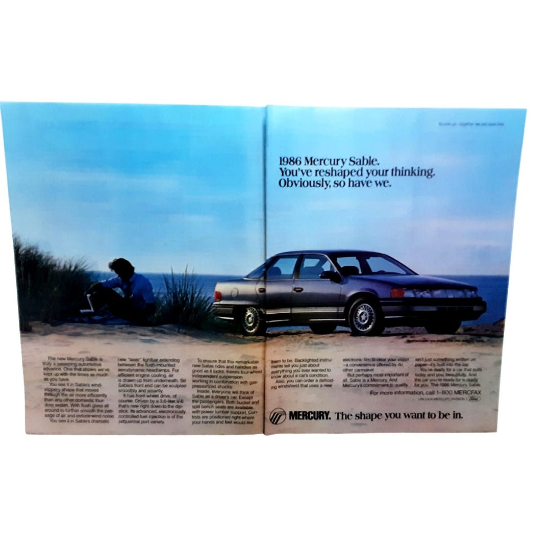 1986 Mercury Sable Car 2 Page Print Ad Vintage - Etsy