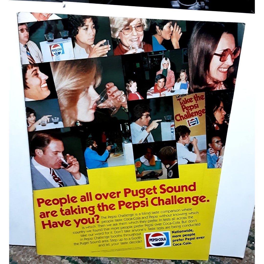 1978 Pepsi Cola Pepsi Challenge Puget Sound Washington Print Ad ...