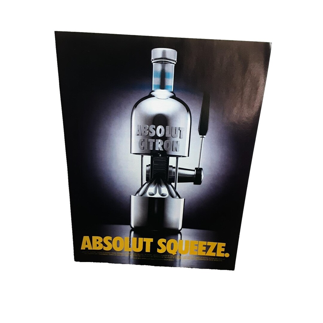 Absolut Vodka Citron 1999 Ad Absolut Squeeze Bottle Juicer Print ...