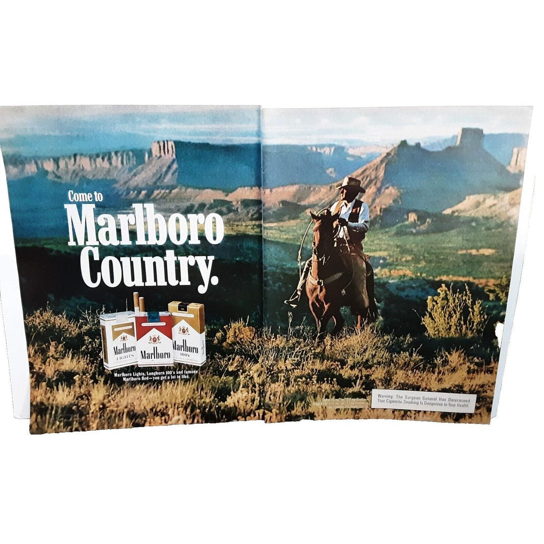 1981 Come to Marlboro Country Cigarettes Cowboys 2 Page Original Print ...