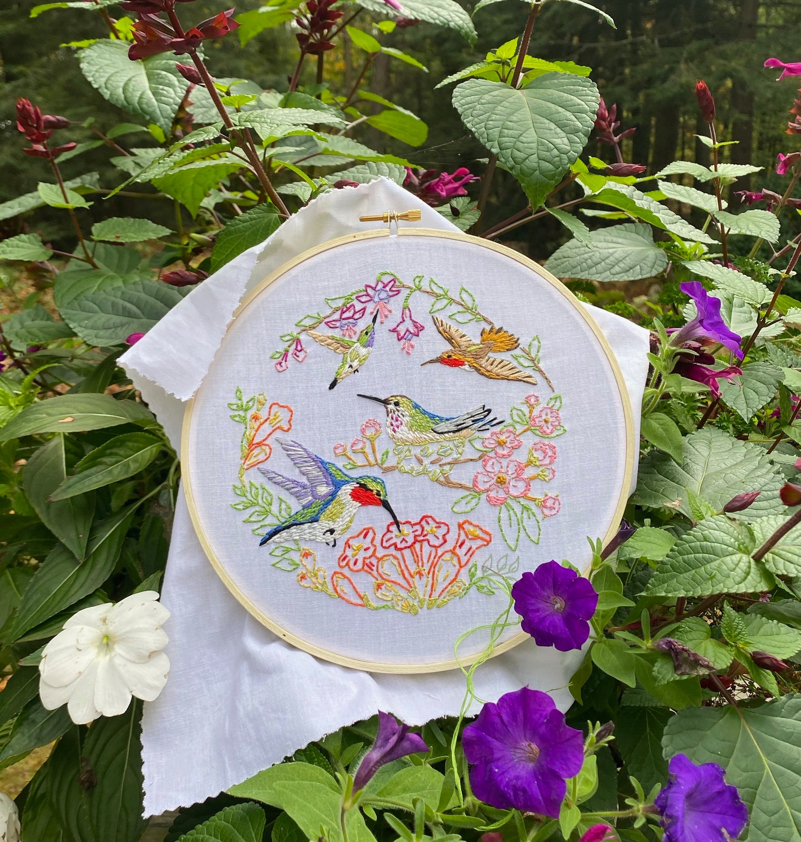 Hummingbird Embroidery Hummingbird Embroidery Kit Ruby | Etsy