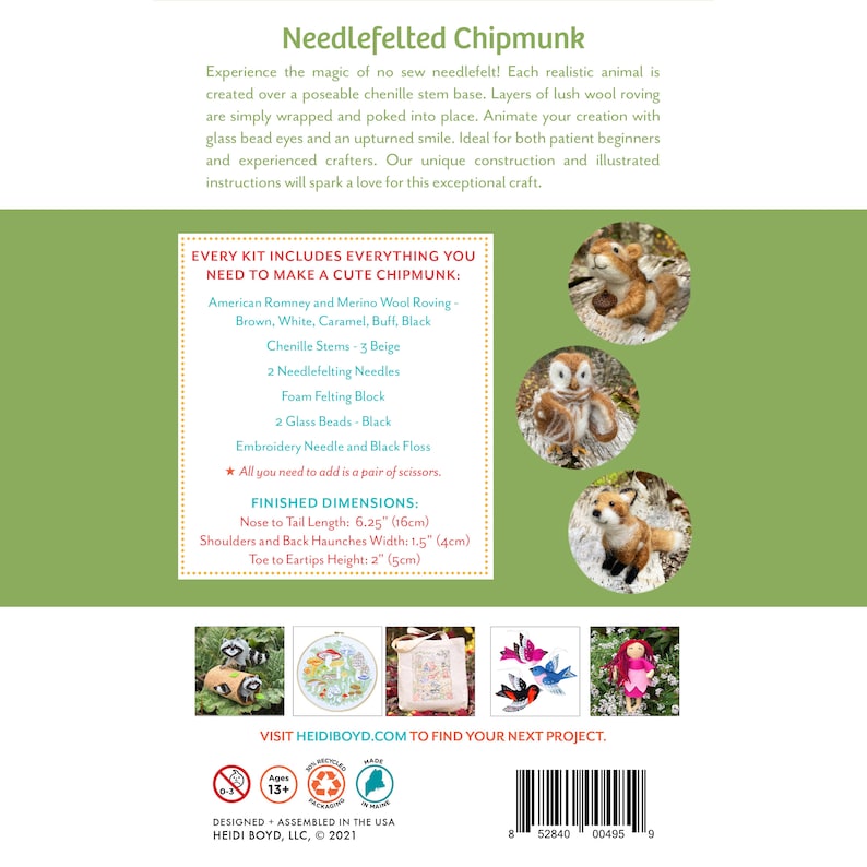 Chipmunk Needle-felt Kit Poseable Chipmunk DIY Kit | Etsy