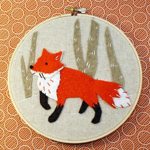 Fox Embroidery Kit, Fox Craft Kit, Fox Wall Art, Fox Sewing Kit ...