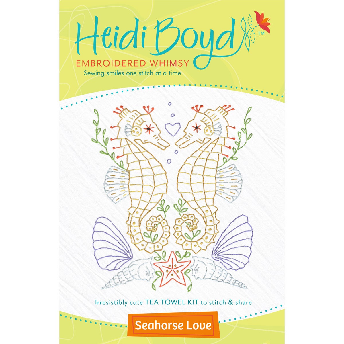 Seahorse Love Tea Towel Embroidery Kit, Beginner Sewing Kit, DIY ...