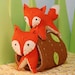 Foxes Sewing Kit, Felt Fox Craft Kit, Orange Foxes With Tree House, Fox ...