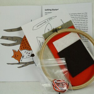 Fox Embroidery Kit, Fox Craft Kit, Fox Wall Art, Fox Sewing Kit ...
