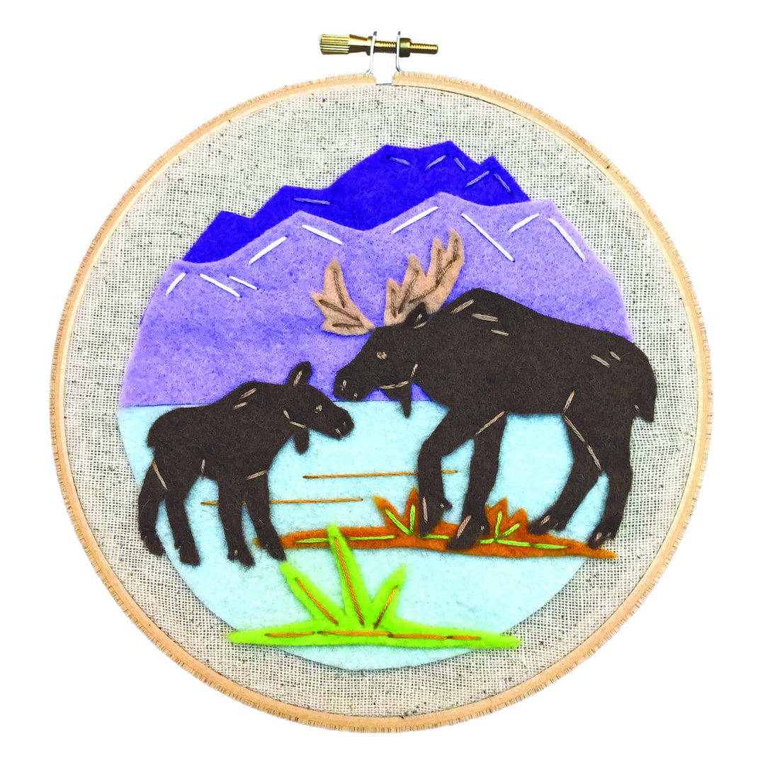 Moose Embroidery, Felt Moose, Applique Kit, Embroidery Kit, Beginner ...