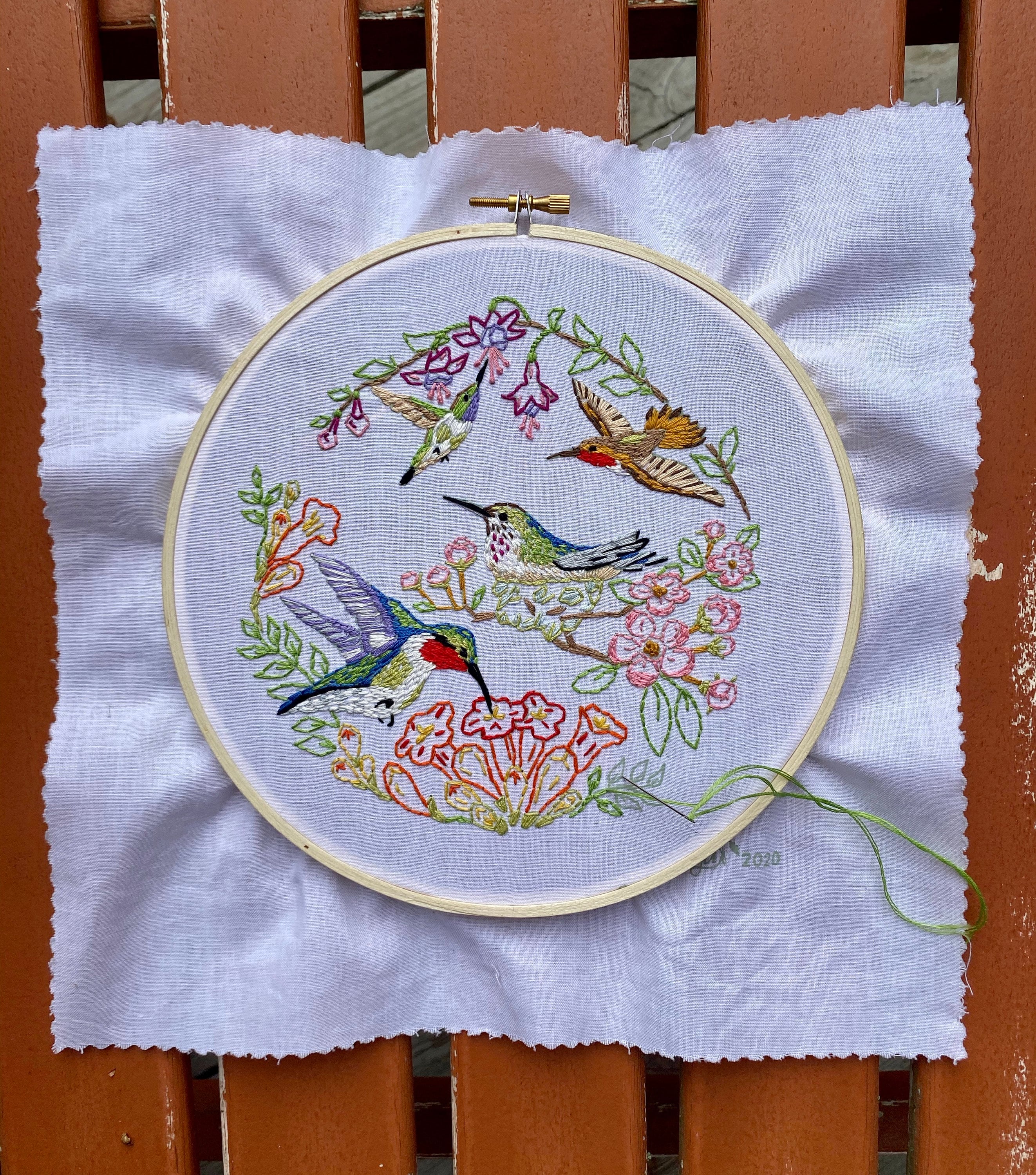 Hummingbird Embroidery Hummingbird Embroidery Kit Ruby | Etsy
