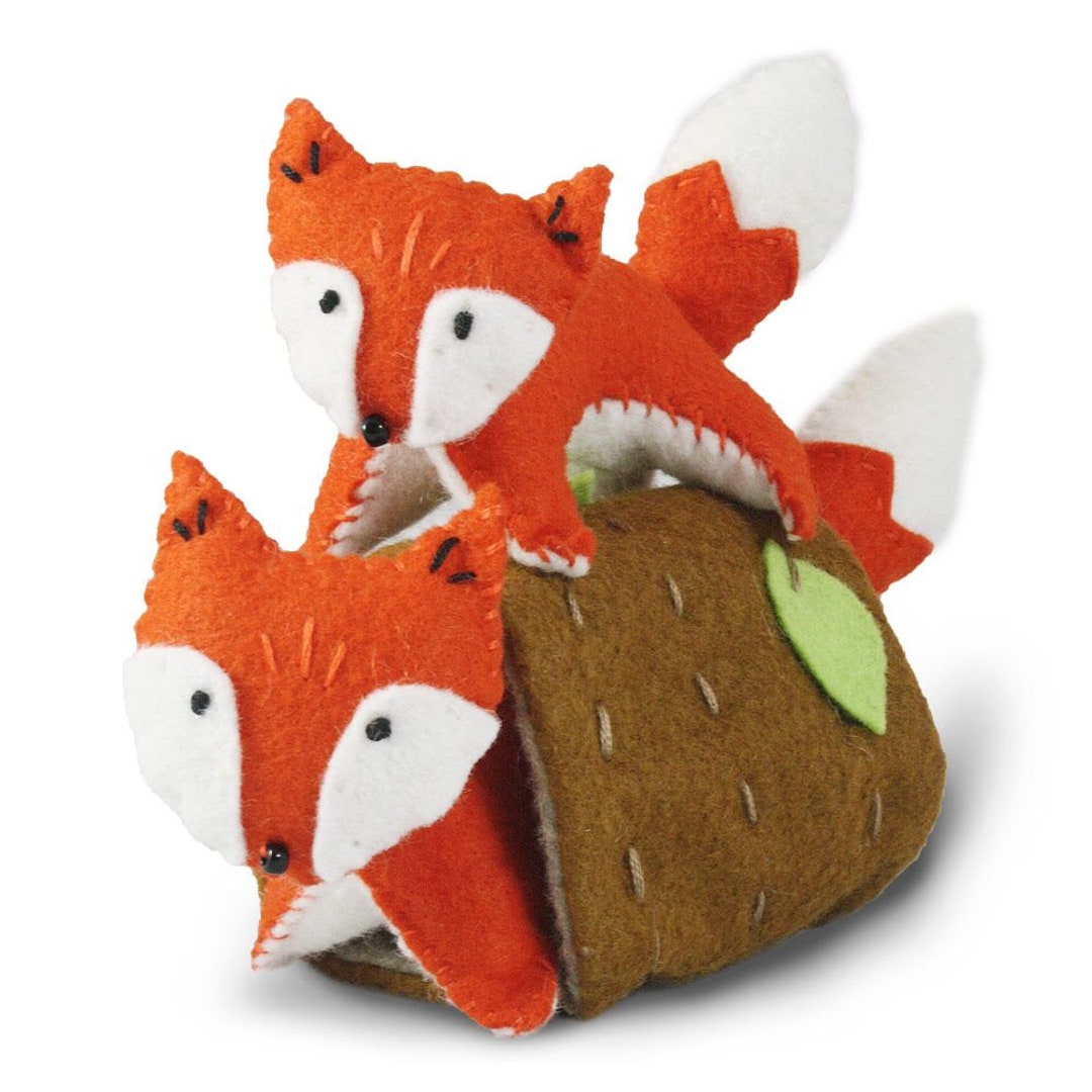 Foxes Sewing Kit, Felt Fox Craft Kit, Orange Foxes With Tree House, Fox ...