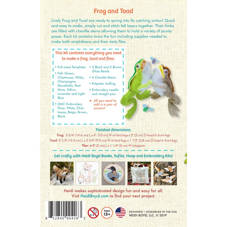 Frog and Toad, Felt Frog, Felt Toad, Frog Sewing Kit, Toad Sewing Kit ...