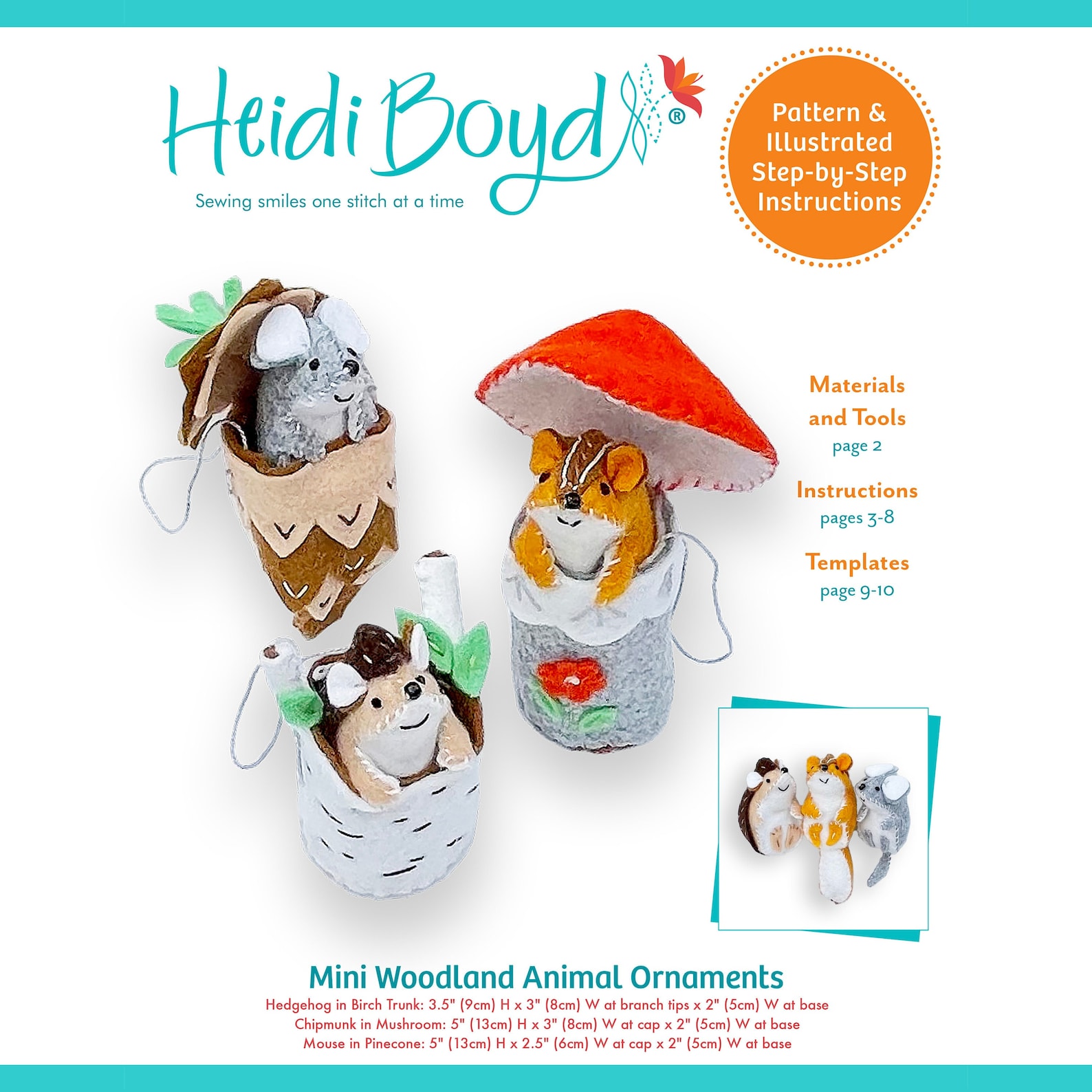 Mini Woodland Animal PDF Pattern Ornament PDF Felt - Etsy