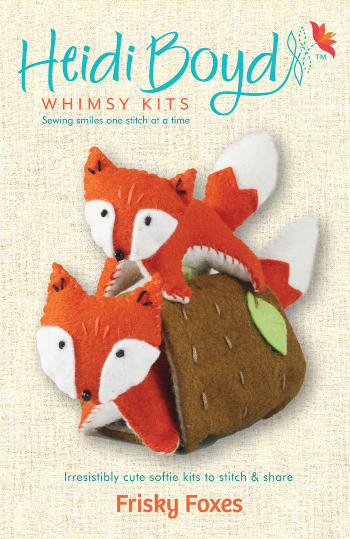 Foxes Sewing Kit, Felt Fox Craft Kit, Orange Foxes With Tree House, Fox ...