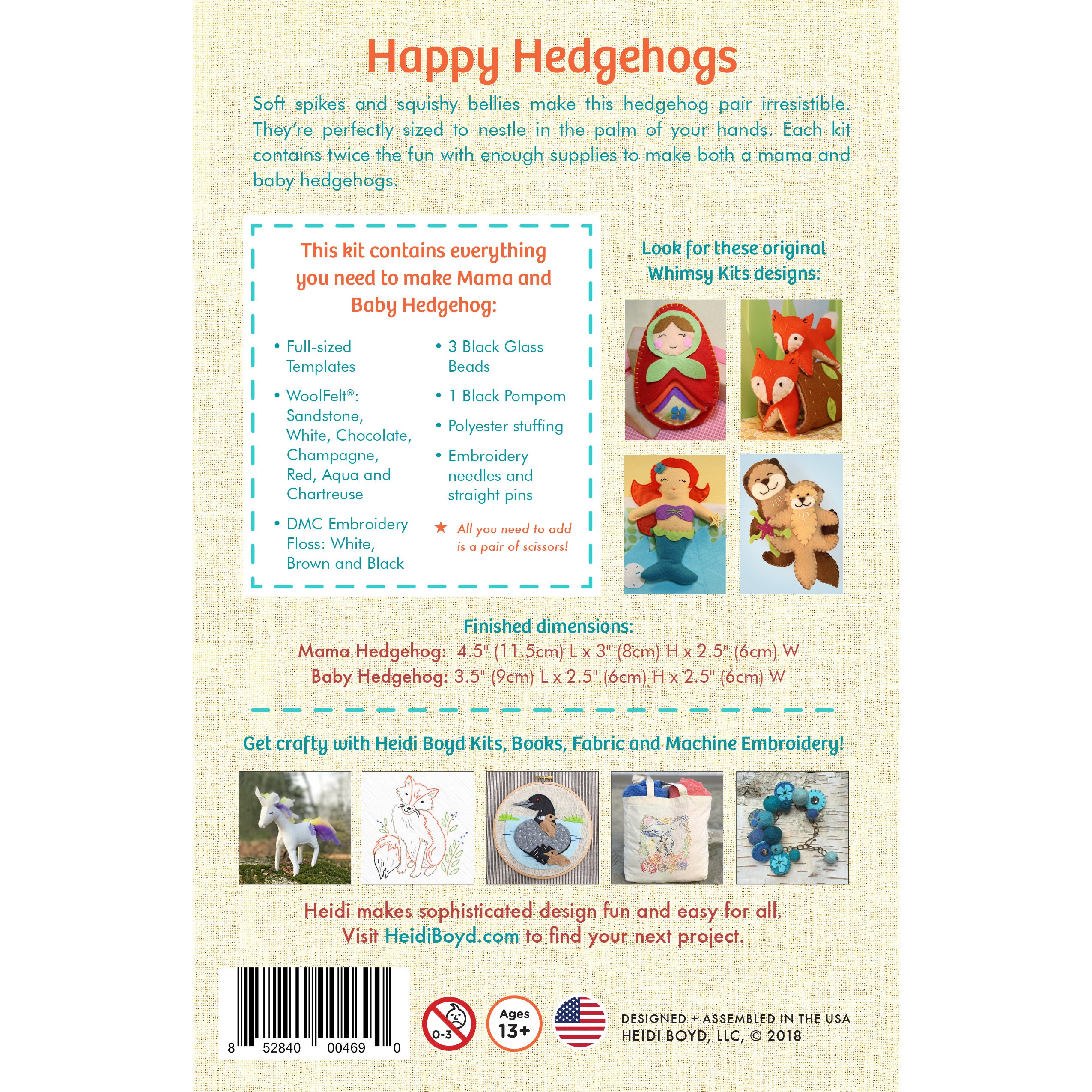 Hedgehog Sewing Kit, Felt Hedgehog Ornament, Felt Animal Craft Kit ...