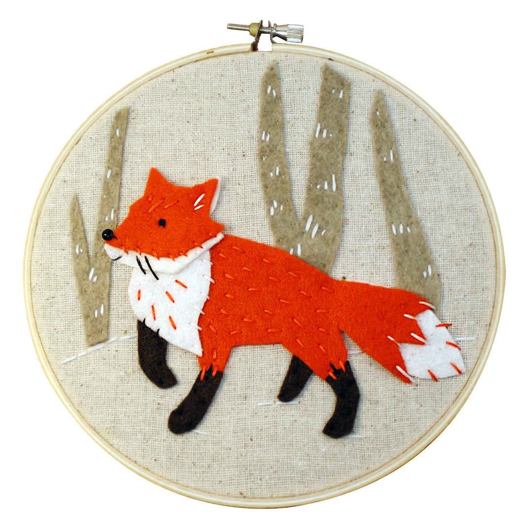 Fox Embroidery Kit, Fox Craft Kit, Fox Wall Art, Fox Sewing Kit ...