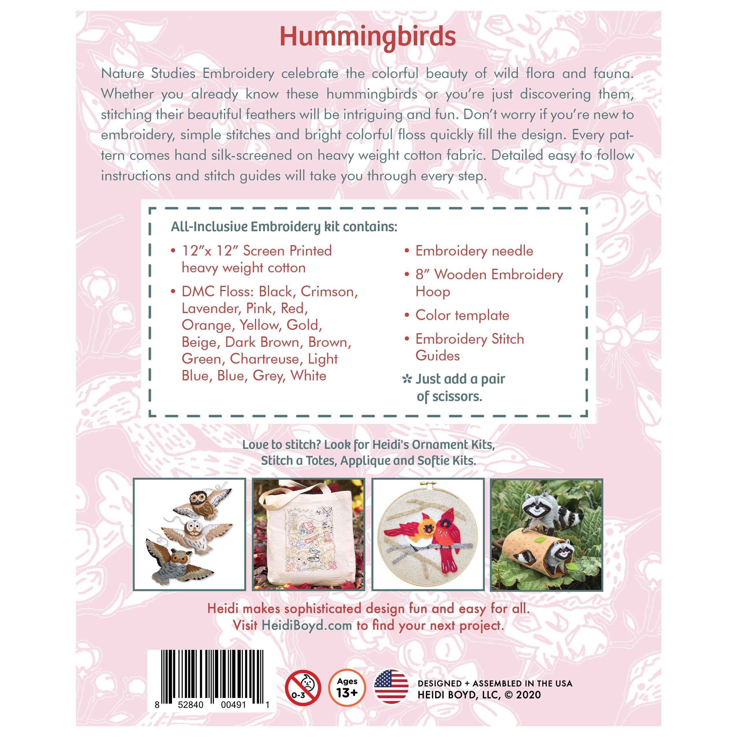 Hummingbird Embroidery, Hummingbird Embroidery Kit, Ruby Throated, Anna ...
