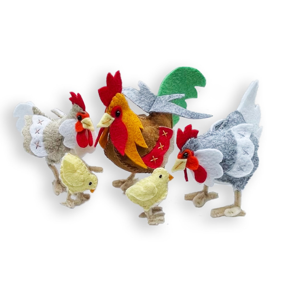 Felt Chickens, Rooster, Hens & Chicks, Chicken Sewing Kit, New ...