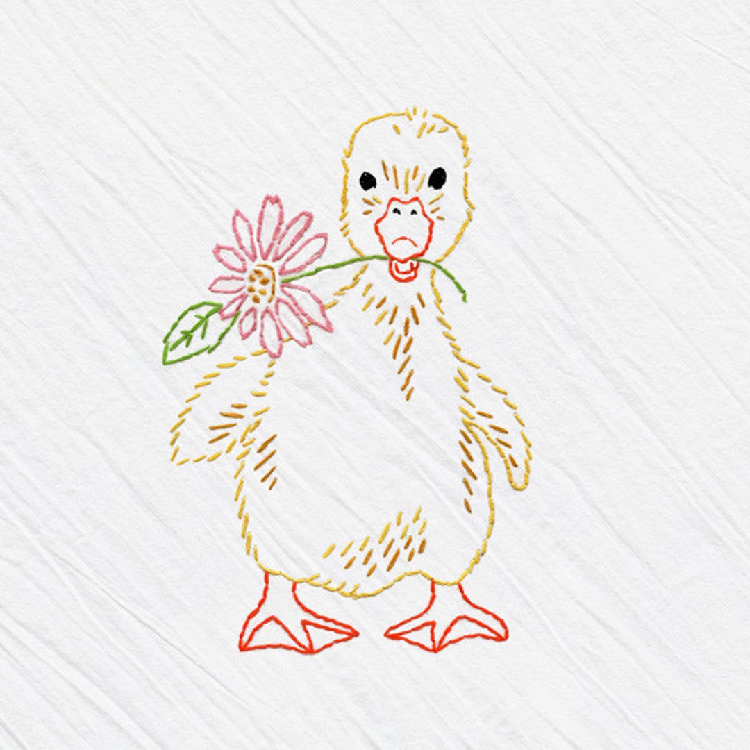 Duck Tea Towel Embroidery Kit, Yellow Duckling, Duck Sewing Kit ...