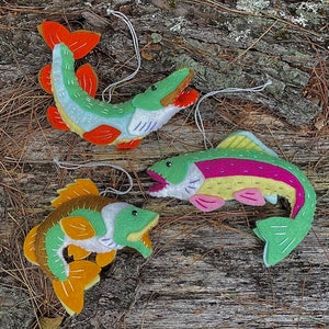 Trout, Bass, Pike, Fish Ornaments, Fish Sewing Kit, Felt Ornament Kit ...