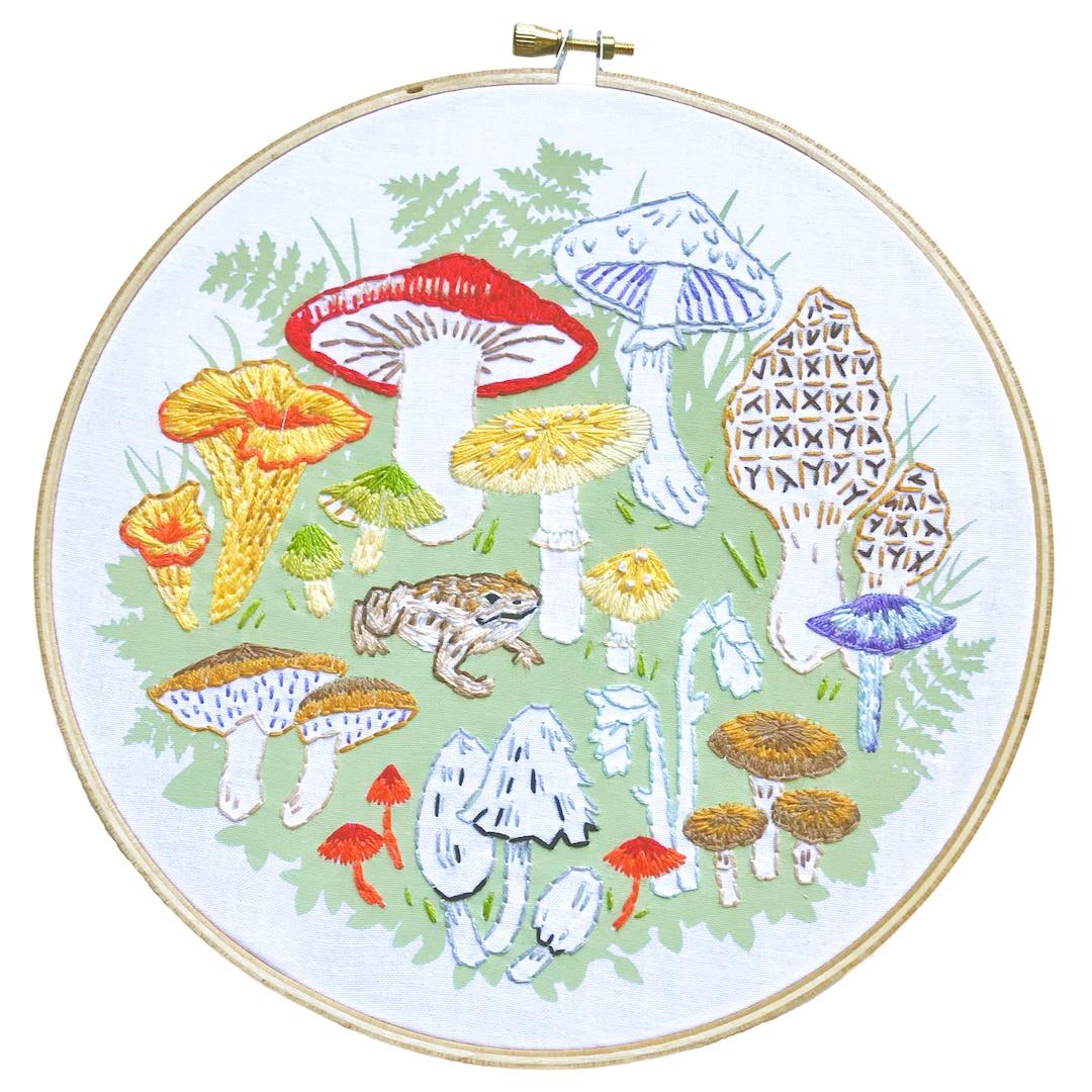 Mushroom Embroidery, Nature Studies Embroidery Kit, Mushroom Ring ...