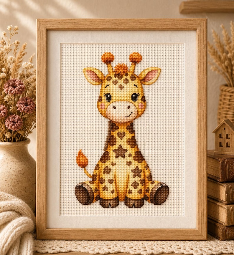 Baby Giraffe Cross Stitch Pattern, Safari Nursery Decor, Animal ...