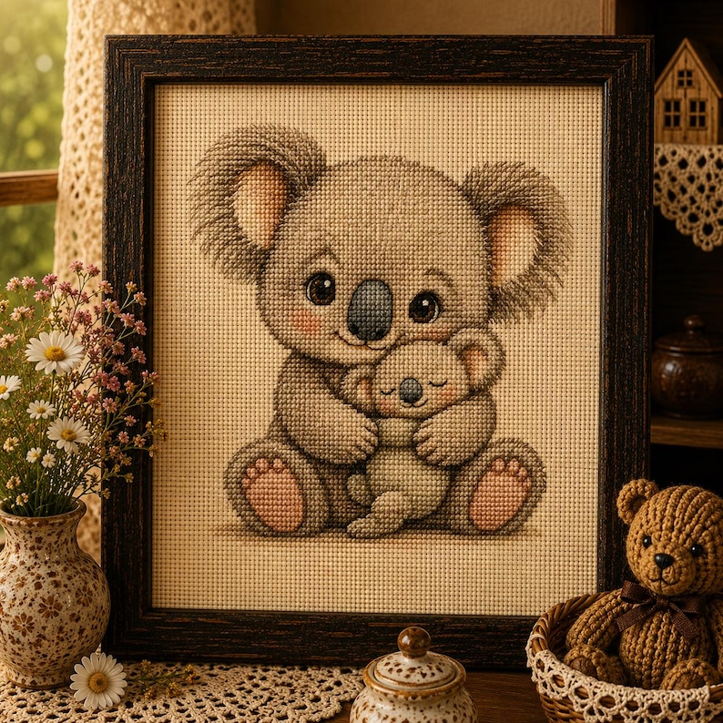 Koala Baby Cross Stitch Pattern PDF, Tender Nursery Wall Art (digital ...