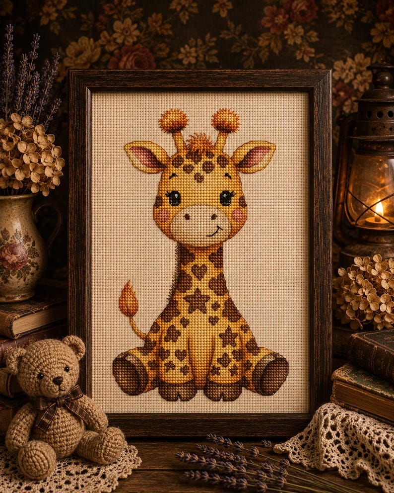 Baby Giraffe Cross Stitch Pattern, Safari Nursery Decor, Animal ...