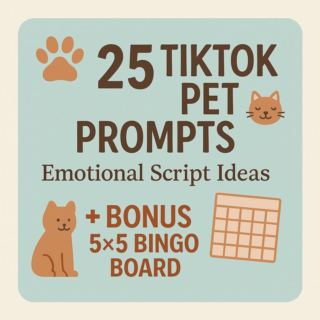 25 Tiktok Pet Prompts + Bonus Bingo Board | Healing Script Ideas for Viral Pet Content - Etsy