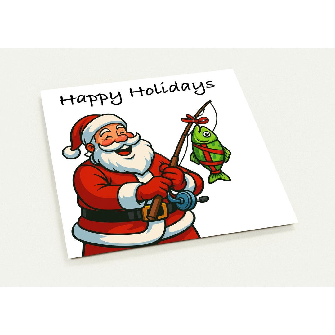 Jolly Fishing Santa Postcard Pack - Handmade Holiday Cards - Perfect ...
