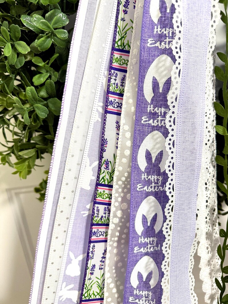Easter Wreath Bow. Soft Lavender and White Stripes, Easter Bunny ...