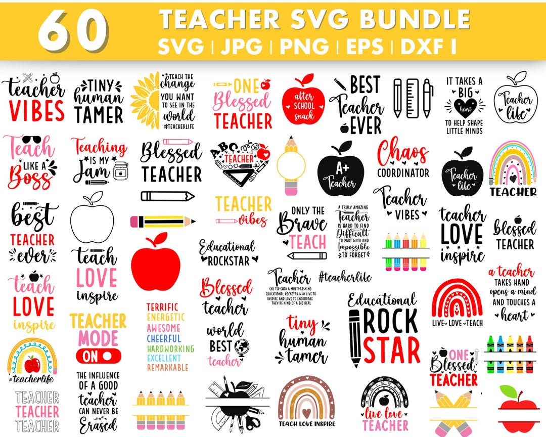 Teacher Svg Bundle, Back to School Svg, Teacher Quote Svg, Teacher ...