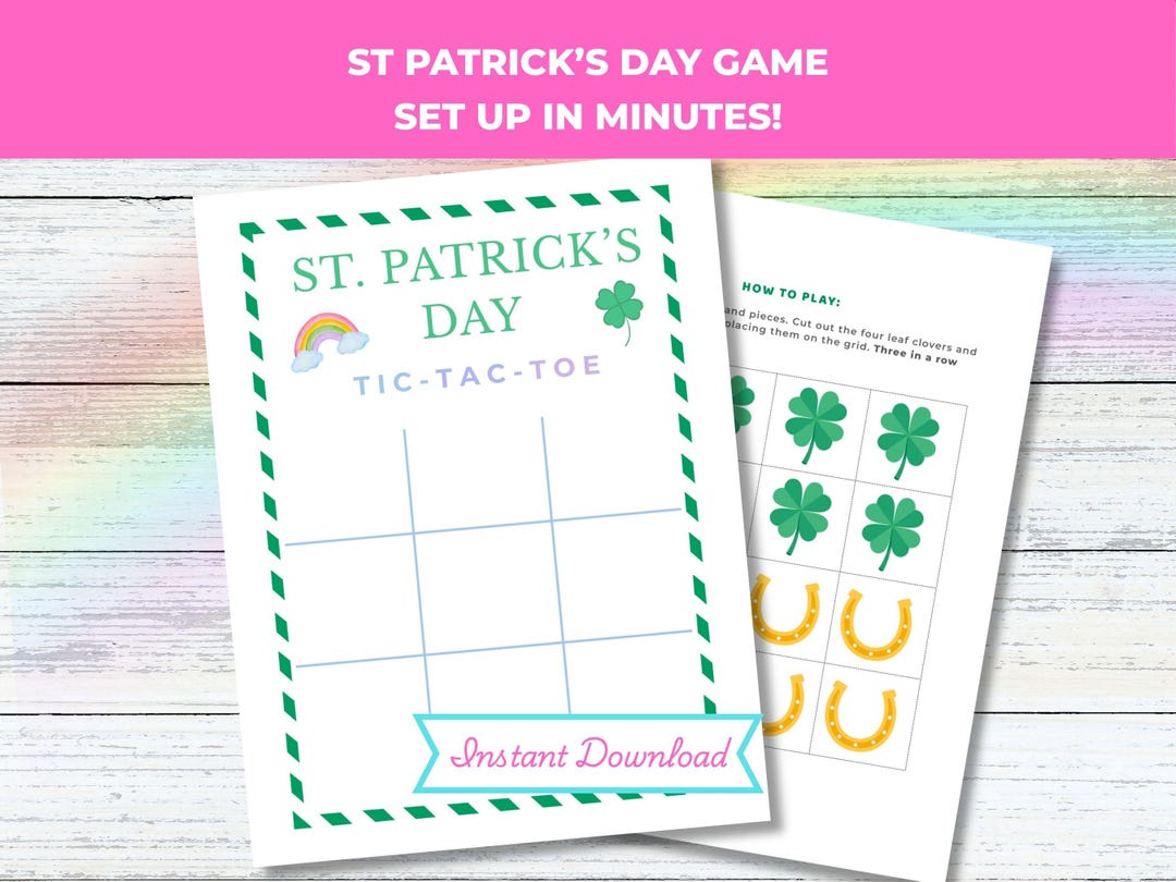 St. Patrick’s Day Tic Tac Toe Printable | Kids Lucky Clover Game ...