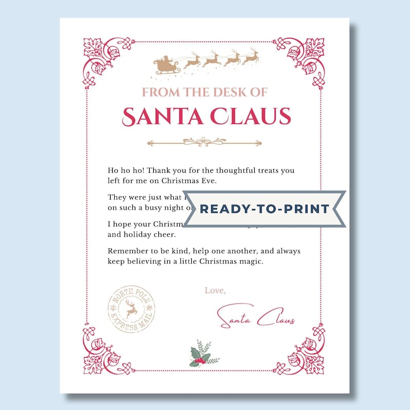 Santa Note for Cookies - Etsy