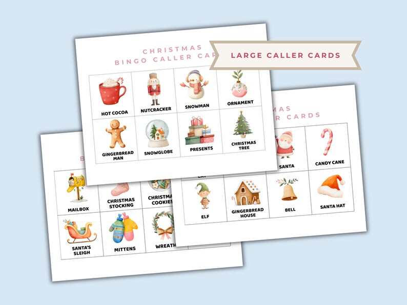 Christmas Bingo Printable Game for Kids | Pastel Holiday Bingo Set | 30 ...