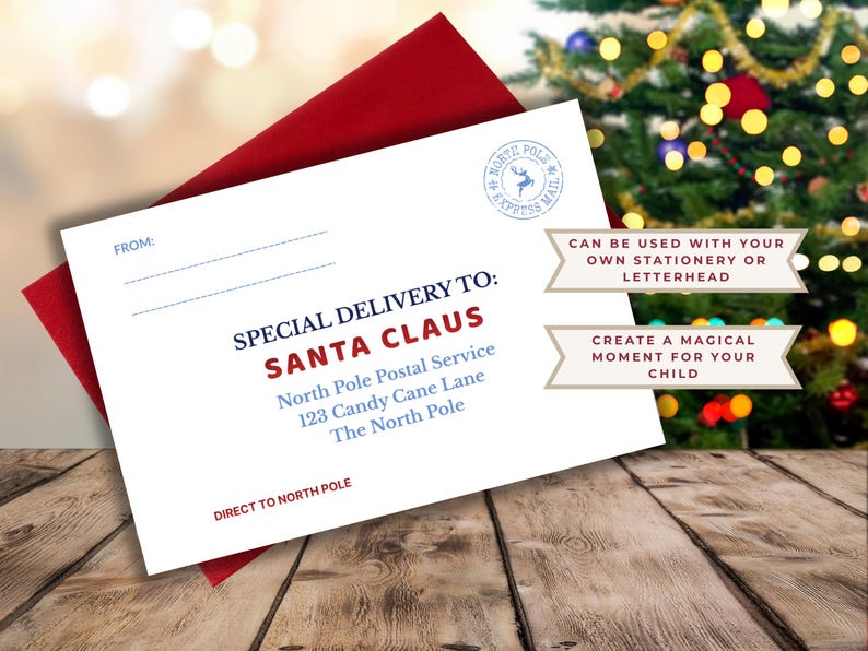 Envelope to Santa | Printable North Pole Mail | Kids Christmas Wish ...