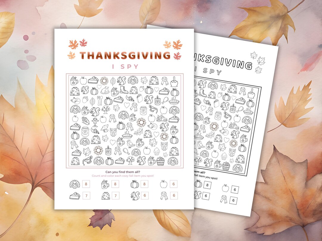 I Spy Thanksgiving Printable | Fall Activity Page for Kids and Families ...