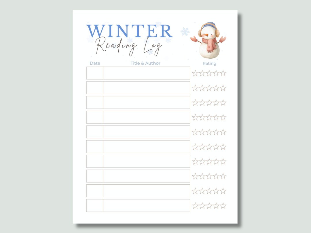 Winter Reading Log Printable | Cozy Book Tracker | Winter Reading ...
