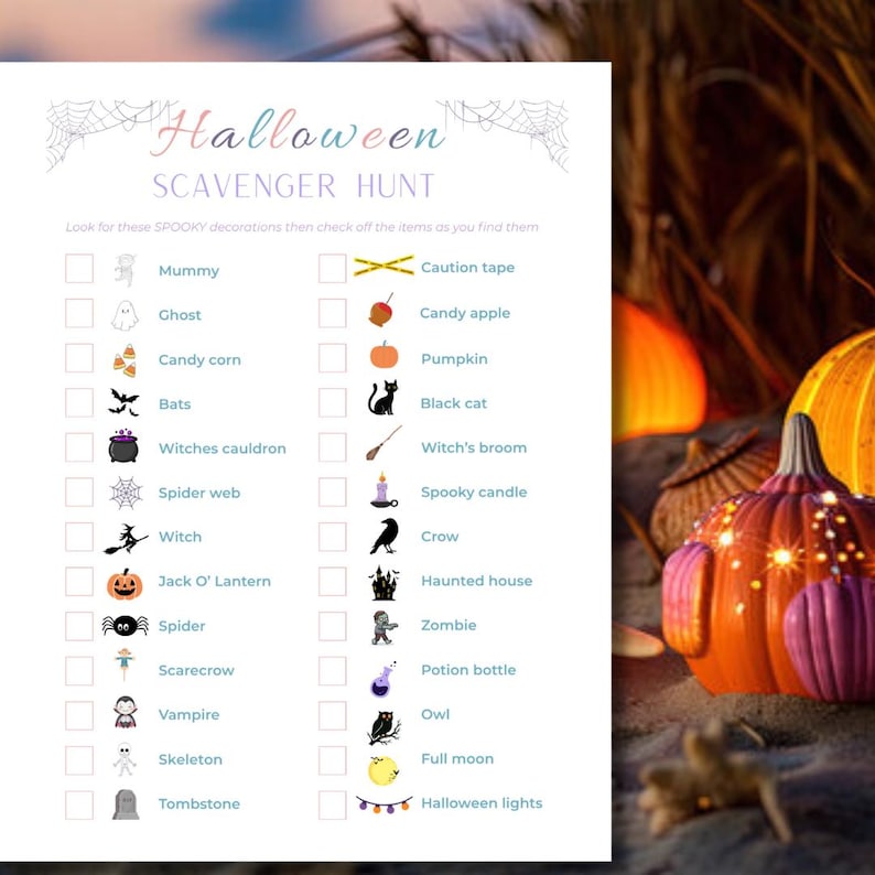 Halloween Scavenger Hunt Printable Game | Kids, Family, Party Activity ...