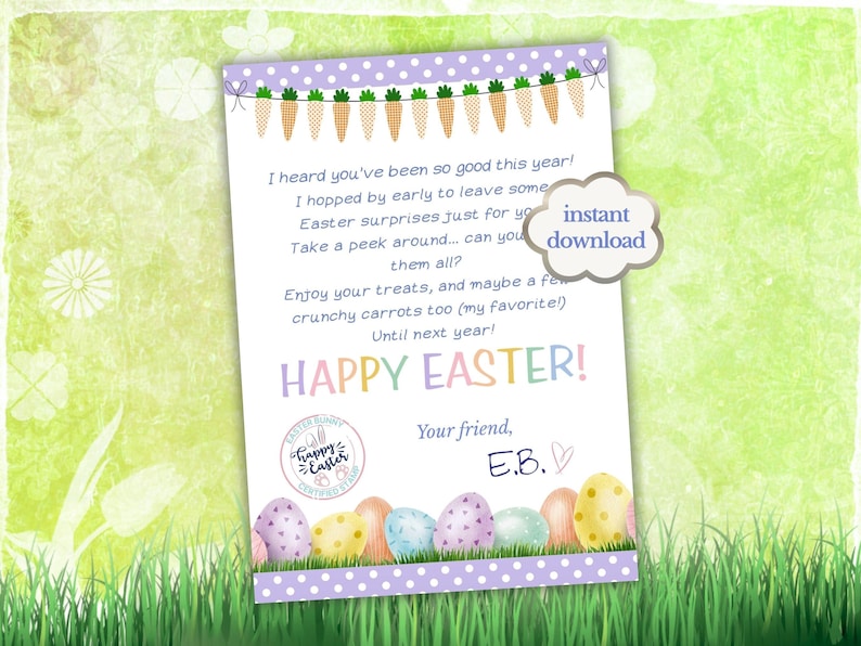 Easter Bunny Note | Letter From Easter Bunny | Message Card for Kids ...