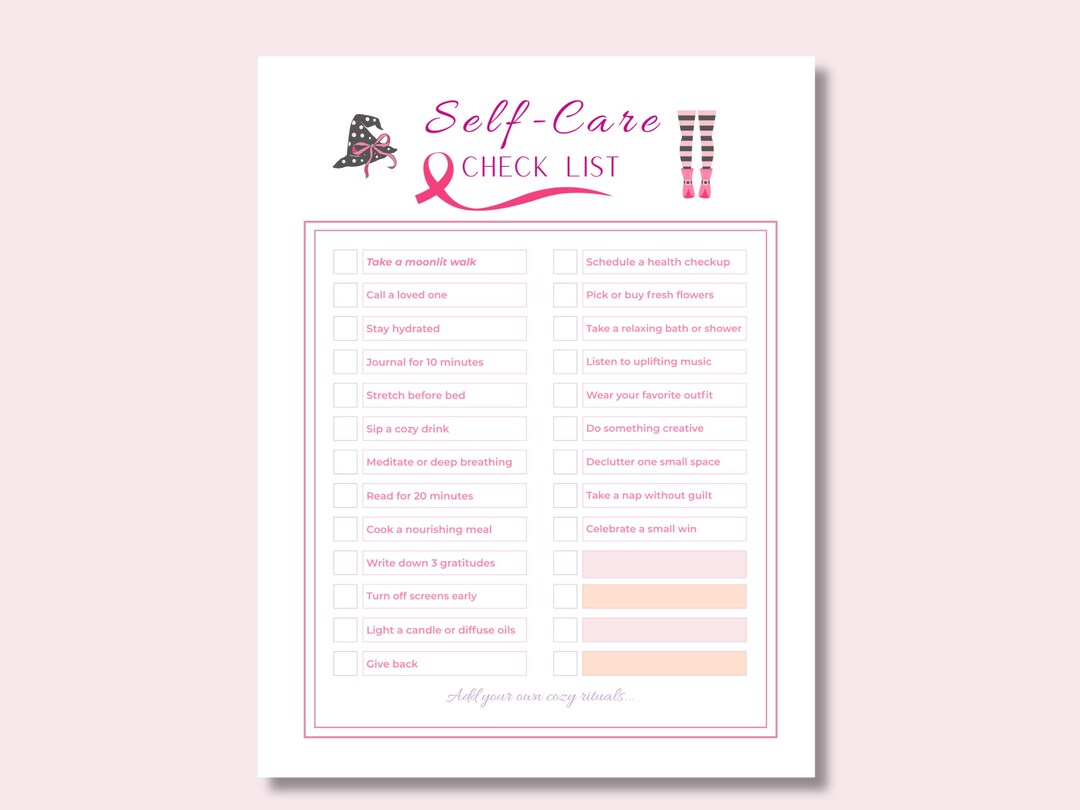 October Self-care Checklist: Pink Halloween Planner Printable (PDF) - Etsy