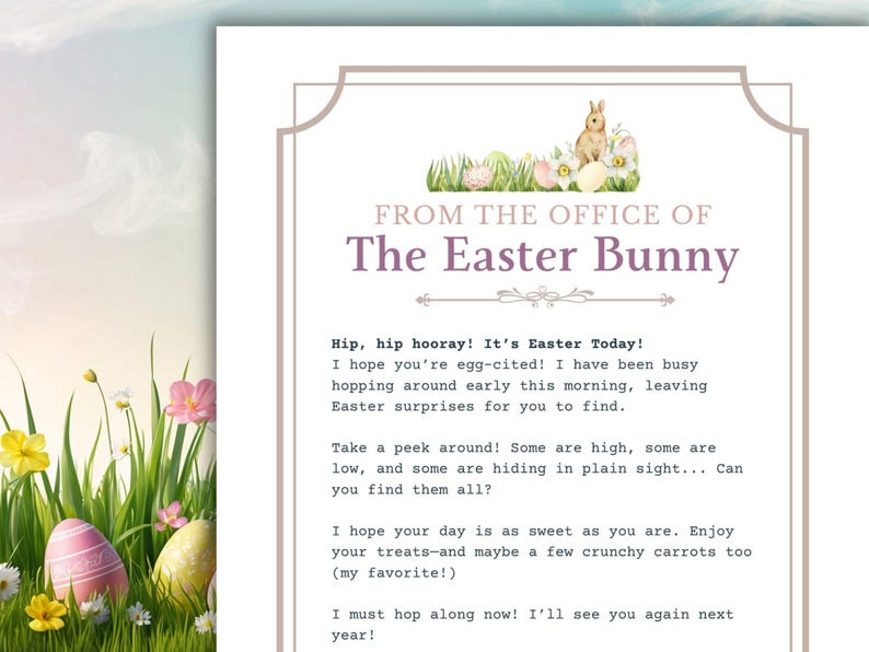 Official Easter Bunny Letter Printable | Personalized Bunny Note ...