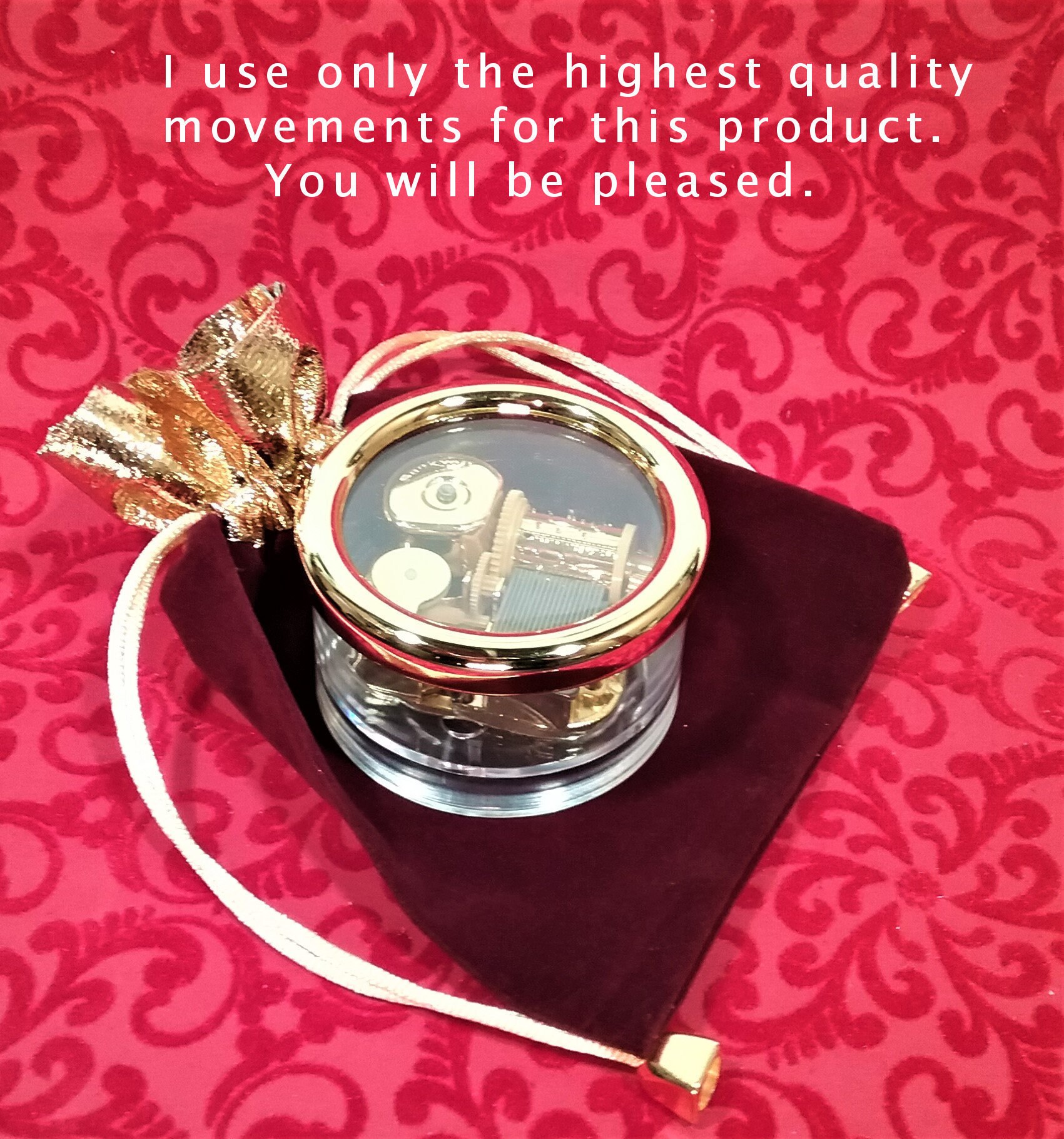 Golden Music Box Gift Set With Velvet Pouch Crystal Clear | Etsy