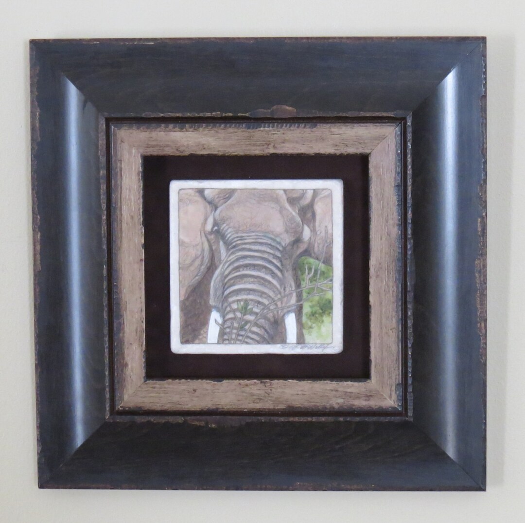 African Elephant Original Art or Marble Custom Framed - Etsy