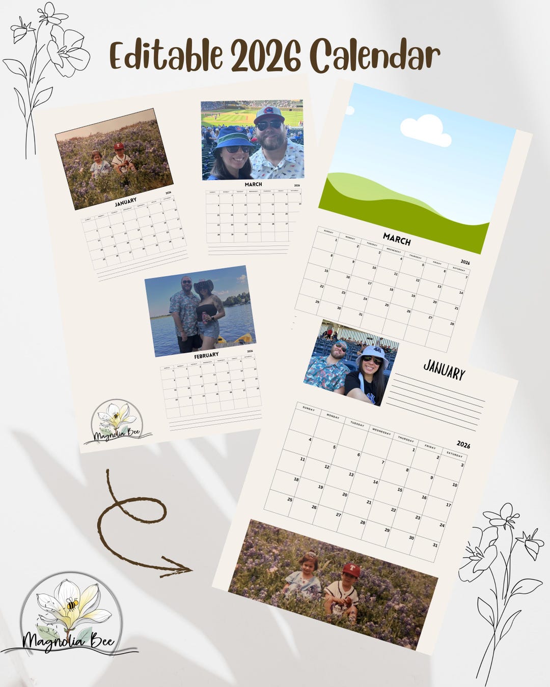 2026 Calendar Template | Editable Monthly Planner Canva Layout (PDF ...