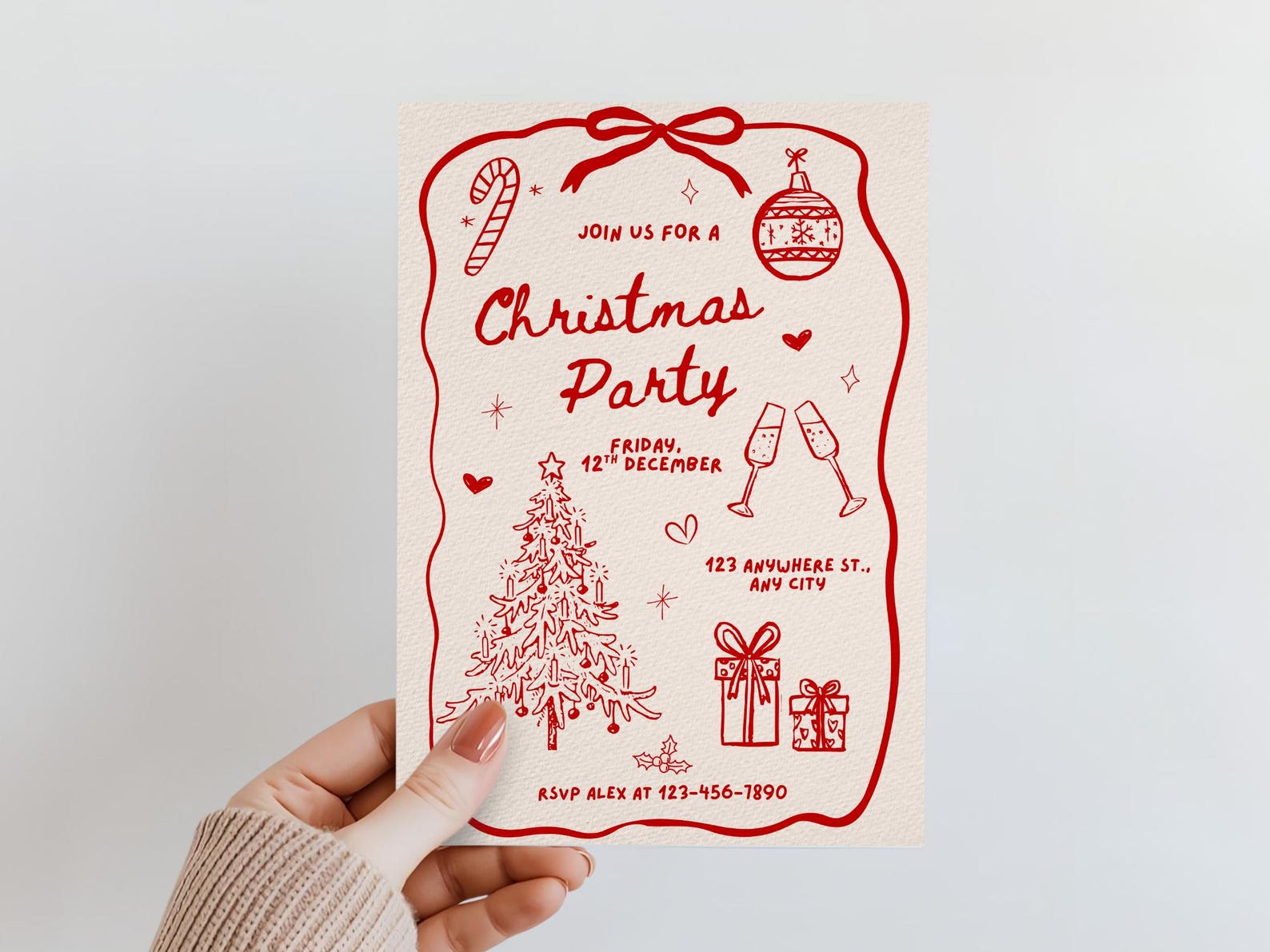 Editable Christmas Party Invitation, Printable Holiday Party Invite ...