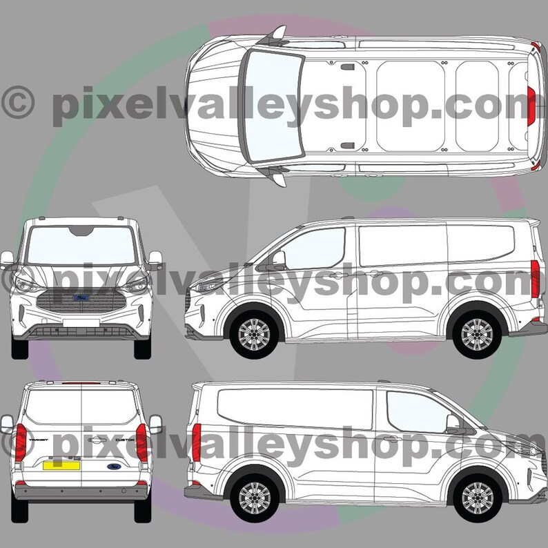 Vehicle Outline Transit Custom 2024-onwards L1 H1 - Nearside Loading ...