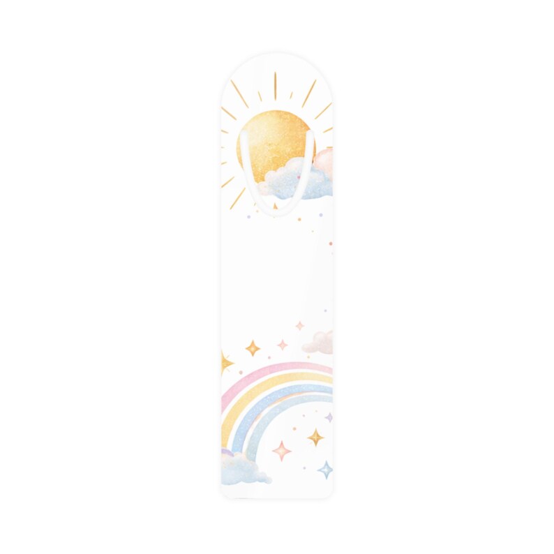 Sunrise Rainbow Bookmark | Sun, Clouds, Pastel Rainbow, Stars - Etsy