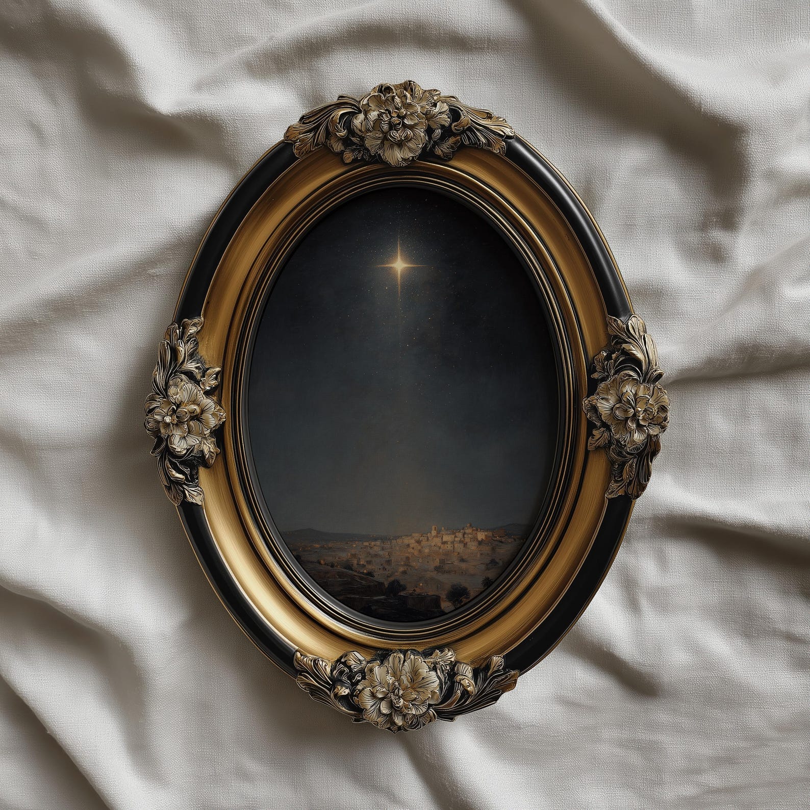 Bethlehem City Nativity Star Print | Christian Holiday Wall Art ...