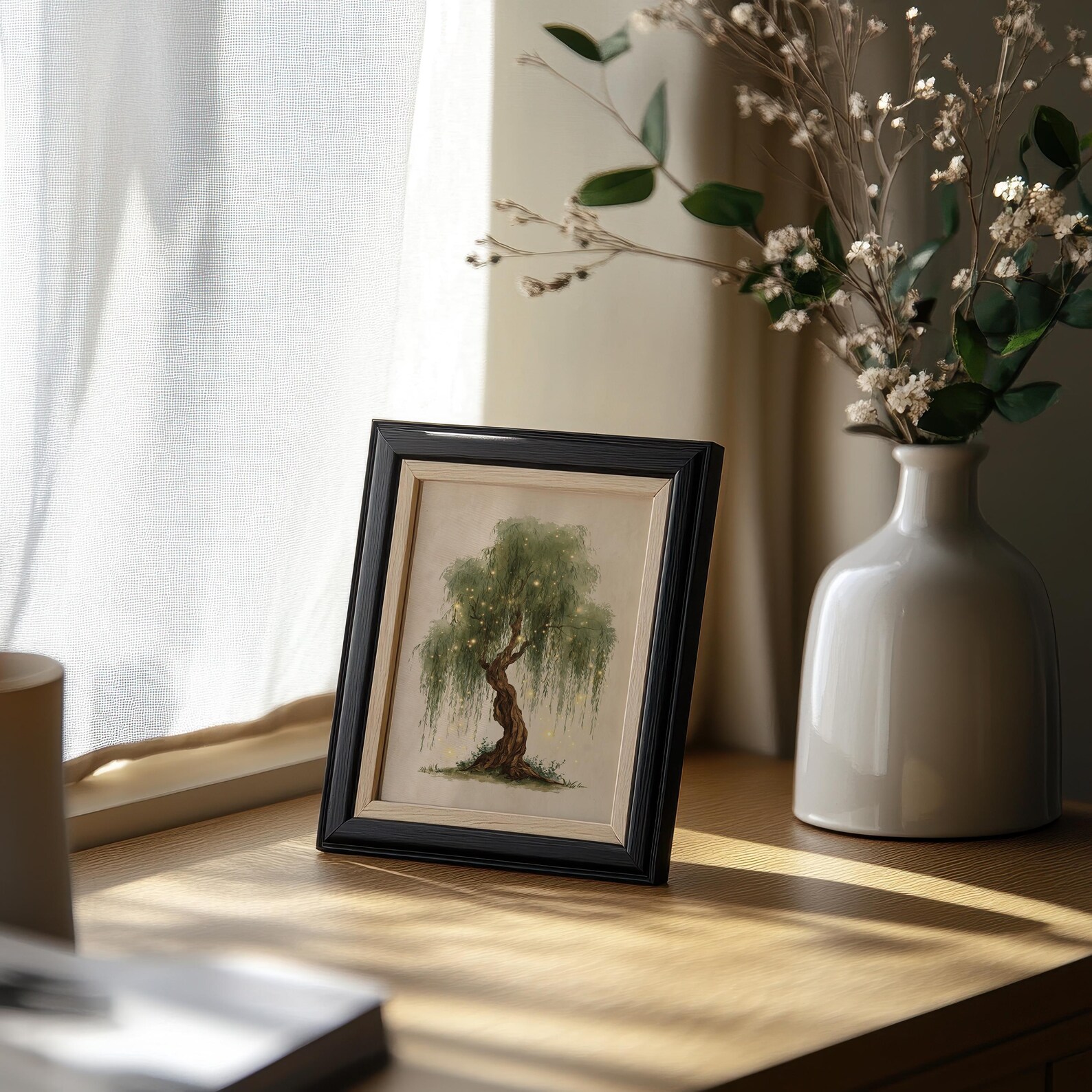 Vintage Willow Tree Watercolor Print, Country Landscape Wall Art ...